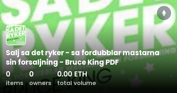 Salj sa det ryker - sa fordubblar mastarna sin forsaljning - Bruce King ... Salj sa det ryker - sa fordubblar mastarna sin forsaljning - Bruce King ...